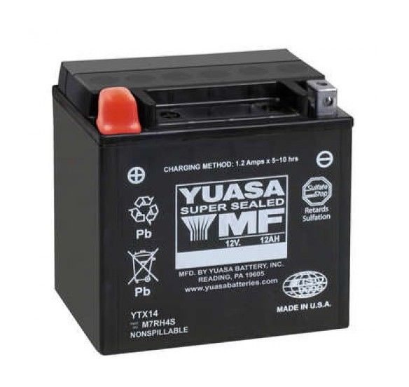 Yuasa YTX14H Factory Activated AGM High Performance Battery - Cycle Gear