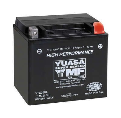 Yuasa YTX20HL Factory Activated AGM High Performance Battery - Cycle Gear