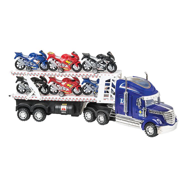 Wheelies Toy Semi With Six Bikes - Cycle Gear