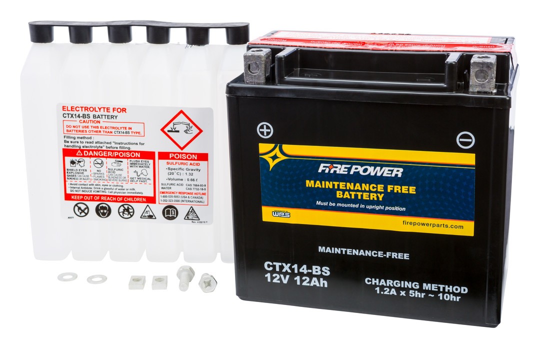 Fire Power Maintenance Free AGM Battery - Cycle Gear