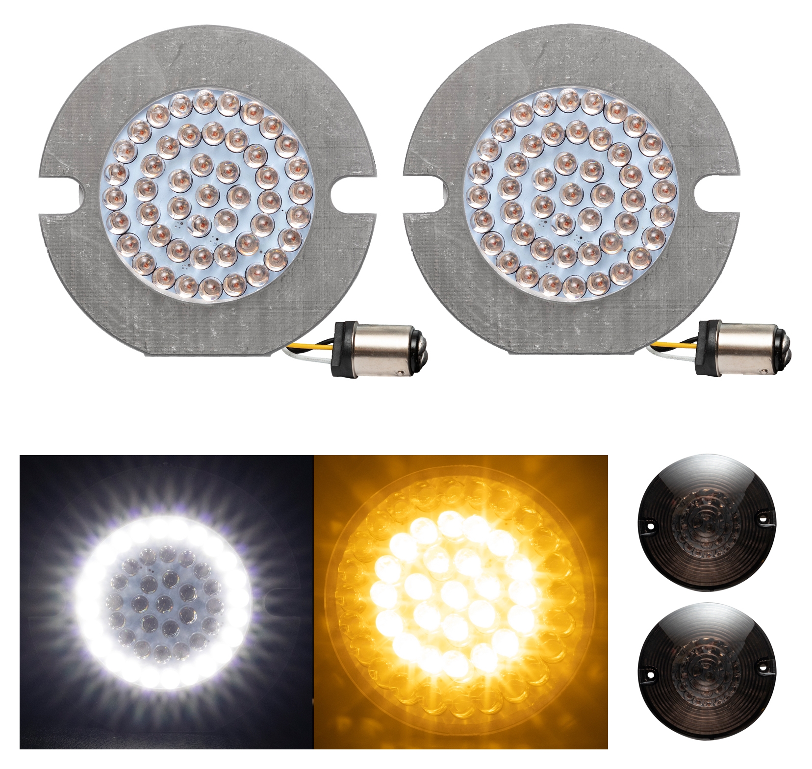 HogWorkz Halomaker 1157 Flat Style LED Front Turn Signals For Harley ...