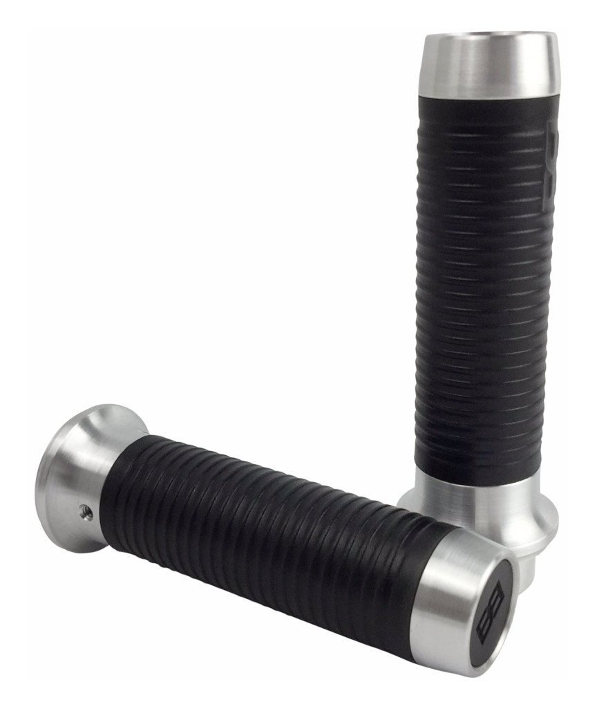 Brass Balls Cycles Leather Ribbed Moto Grips For Harley With Dual Cable ...
