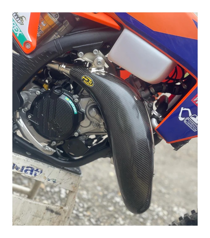 P3 Carbon Fiber MAXCoverage Pipe Guard KTM 125 SX / XC / Husqvarna ...