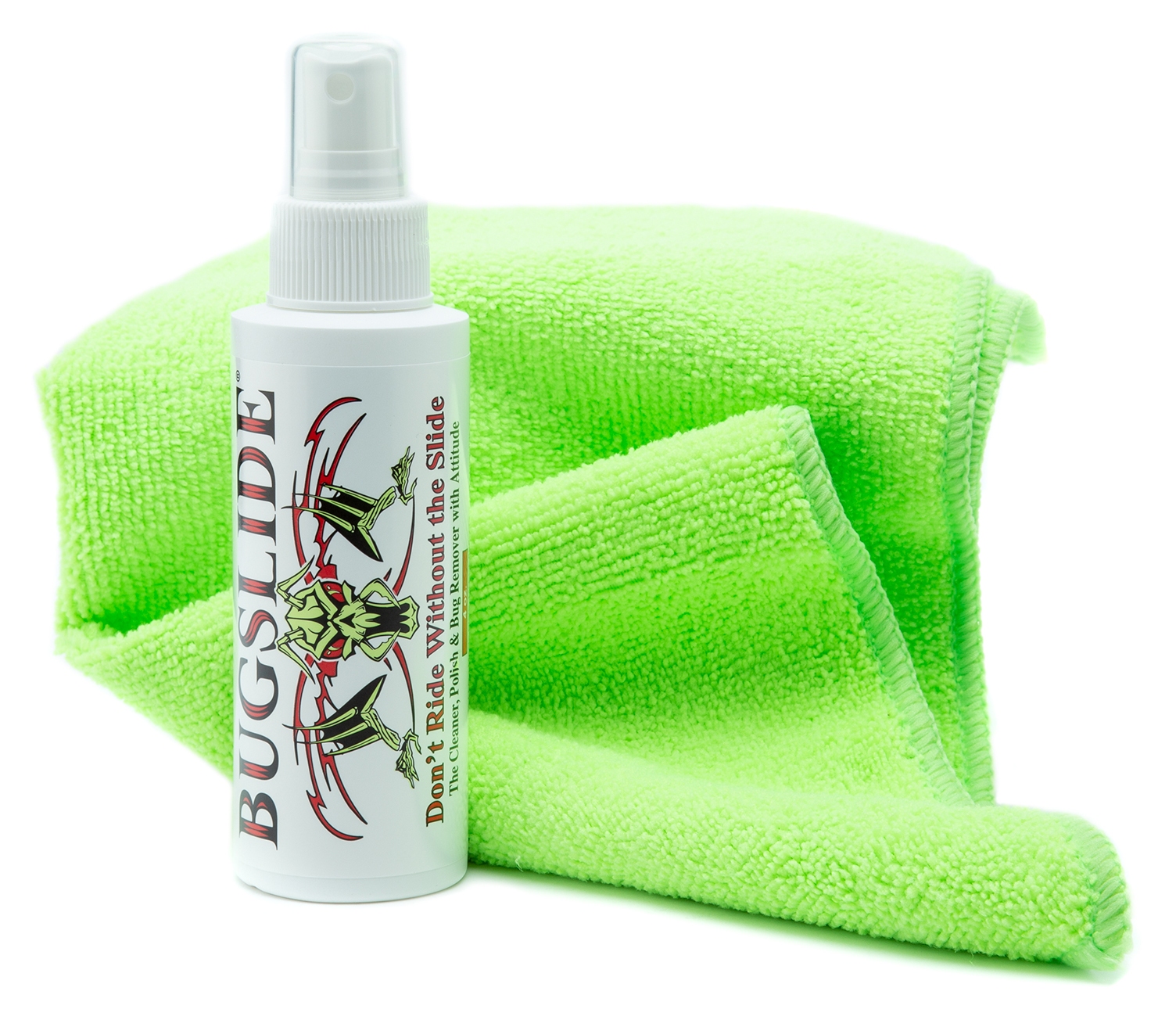 Bugslide Spray Bottle With Polishing Cloth - Cycle Gear