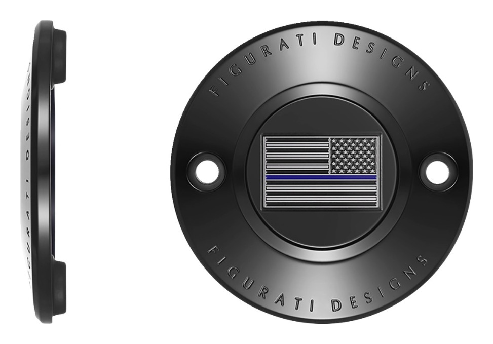 Figurati Designs Blue Line Flag Timing Cover For Harley M8 2017-2025 - Cycle Gear