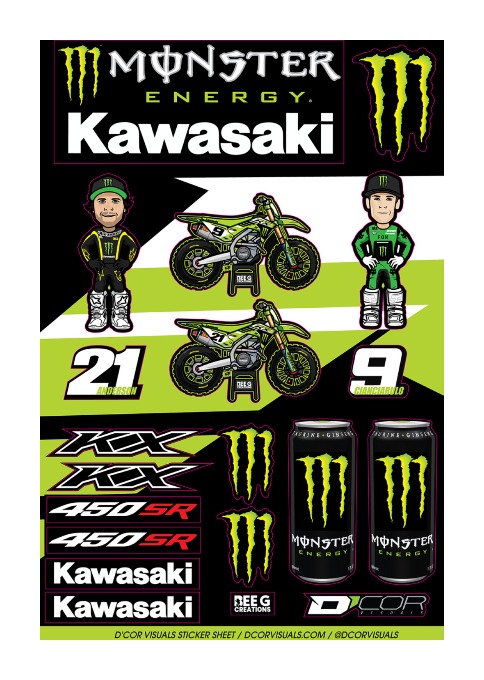 D'COR Visuals Monster Energy Kawasaki Bee G Creations Decal Sheet ...