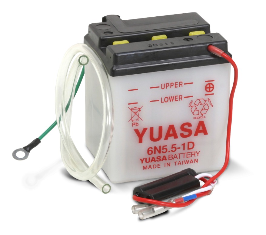 Yuasa 6N5.5-1D Yumicron 6 Volt Conventional Battery - Cycle Gear