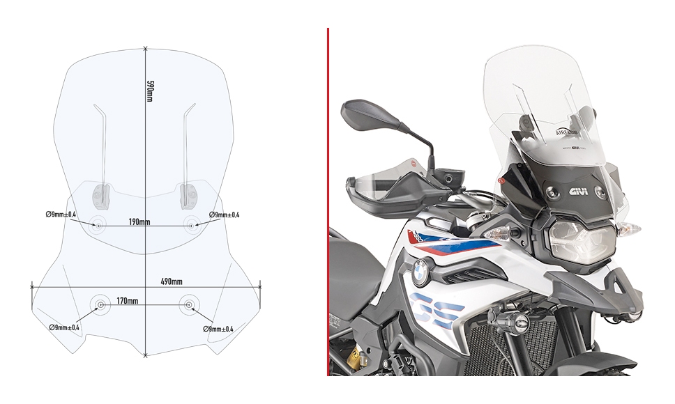 Givi AF5127B Airflow Windscreen BMW F750GS / F800GS / F850GS 2018-2026 ...