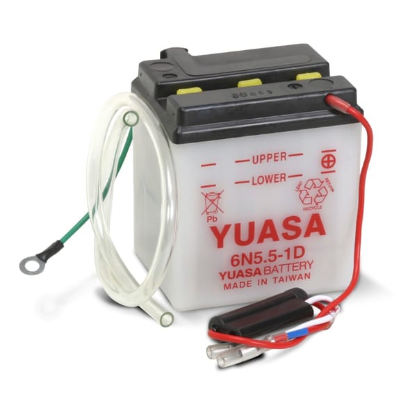 Yuasa 6N5.5-1D Yumicron 6 Volt Conventional Battery - Cycle Gear